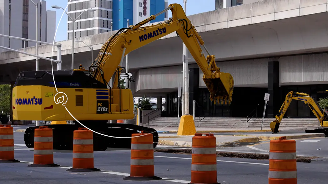 Komatsu PC210E electric excavator at Conexpo 2023 | Construction Equipment